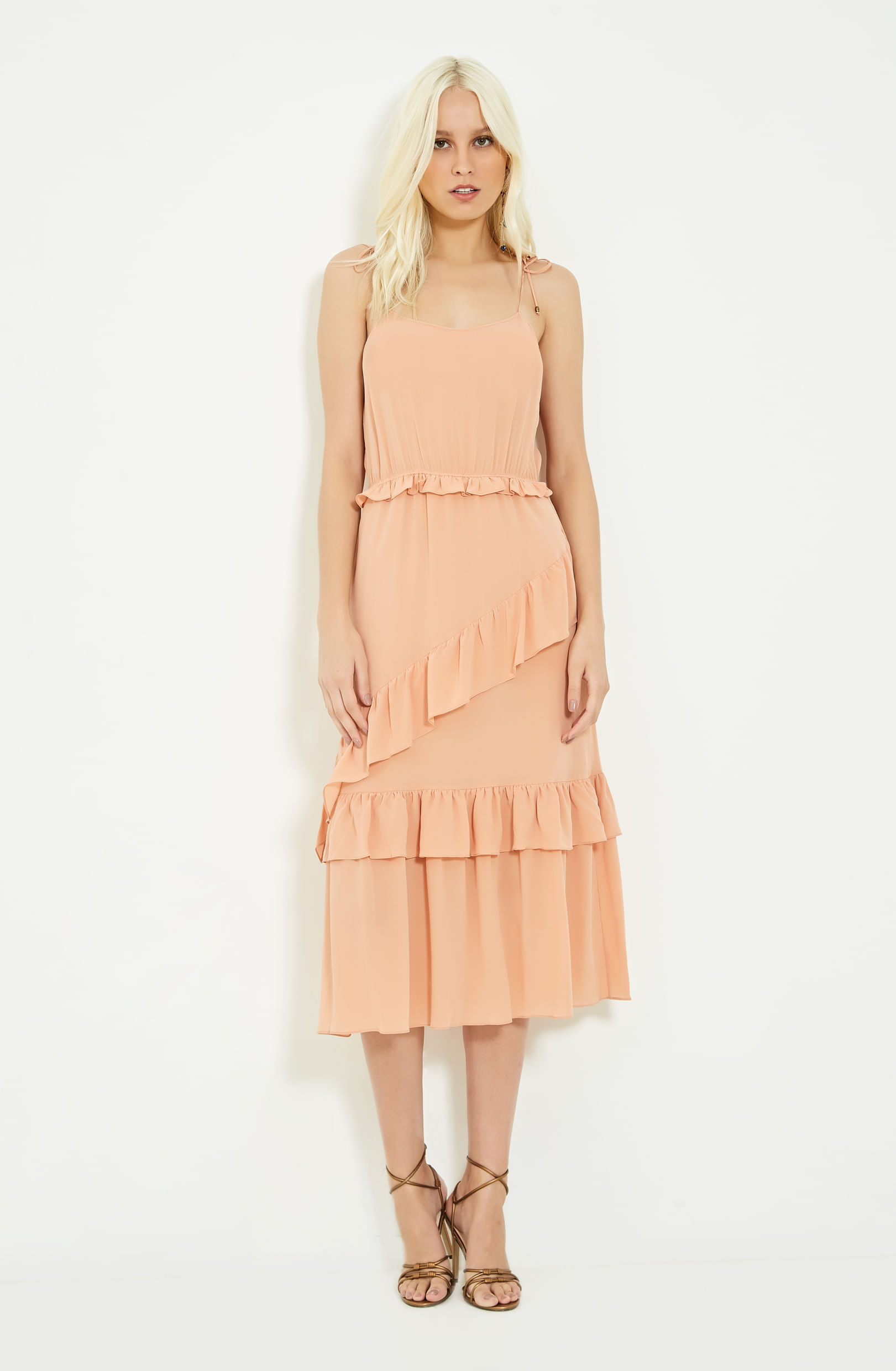 VESTIDO SEDA BABADOS - Ateen