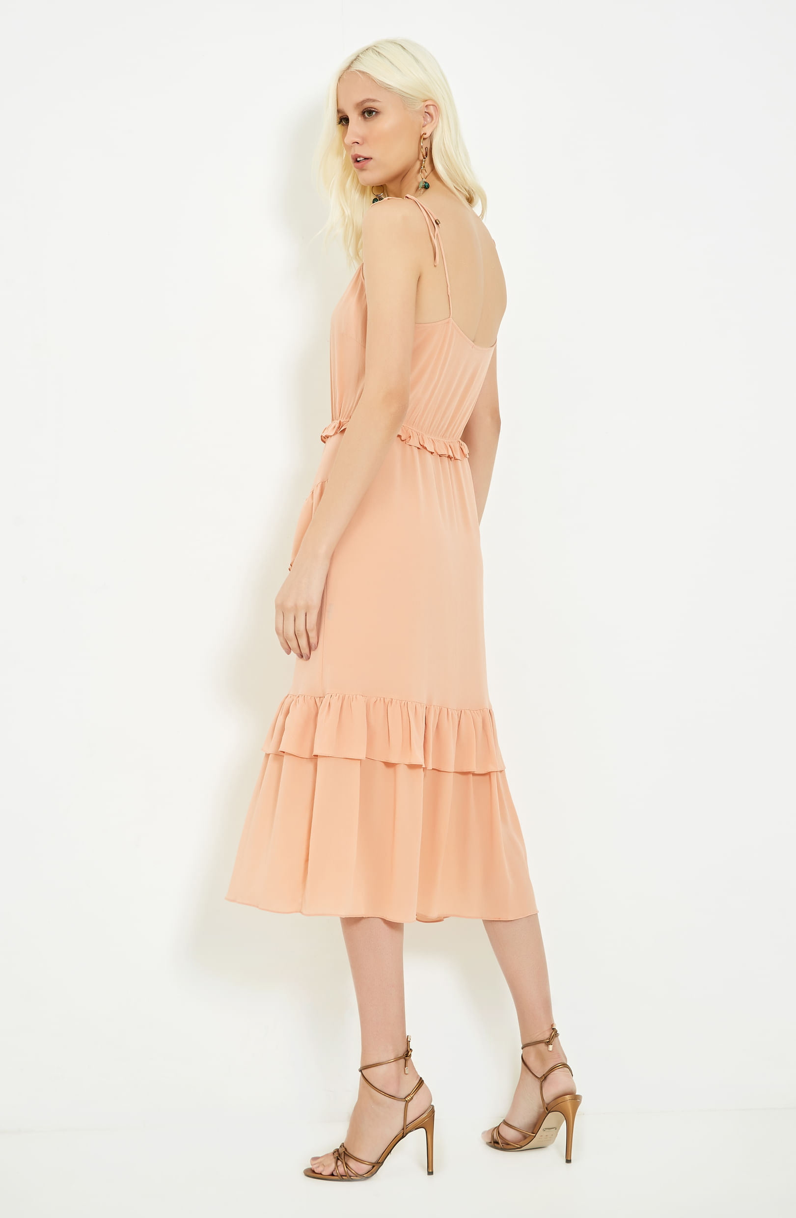 VESTIDO SEDA BABADOS - Ateen